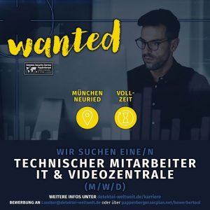 Technischer Mitarbeiter IT und Videozentrale intern Vollzeit